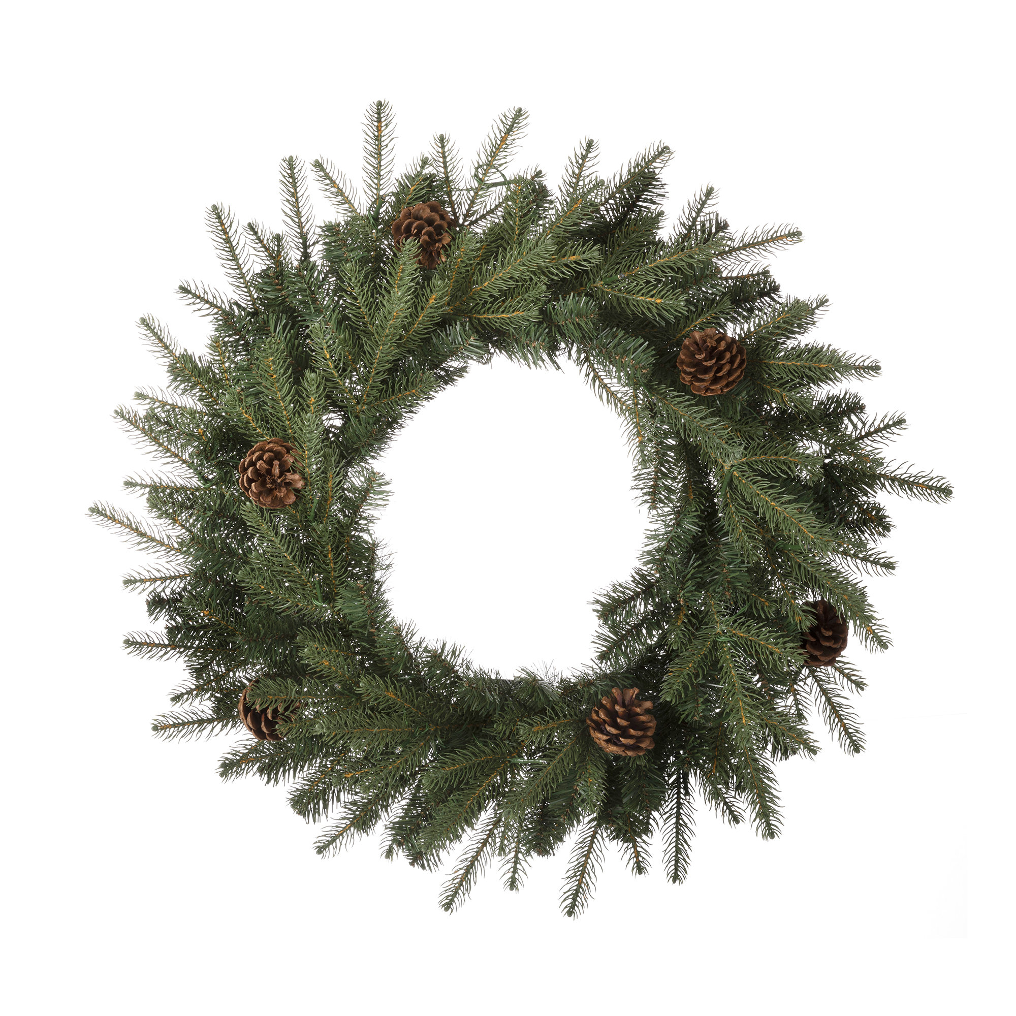 The Holiday Aisle® Heyder 24" Greenery Christmas Pinecone Wreath with Lights | Wayfair